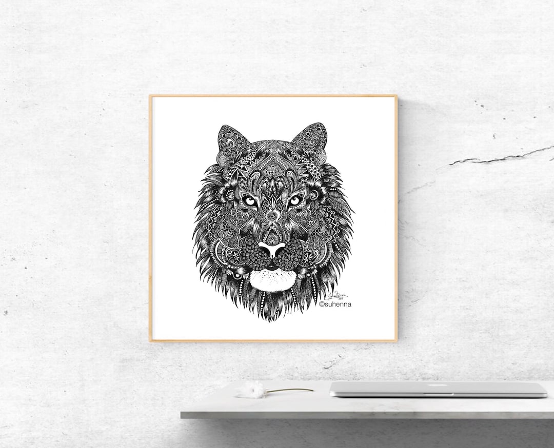 Tiger // Henna Tiger Print // Tiger Print // Home Decor - Etsy