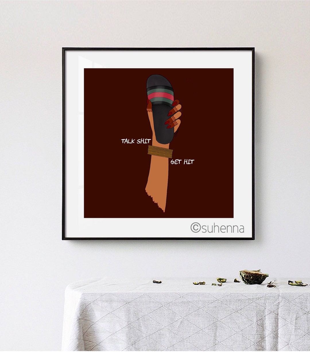 Talk Shit Get Hit Print // Red and Green Slide // Flip Flops - Etsy