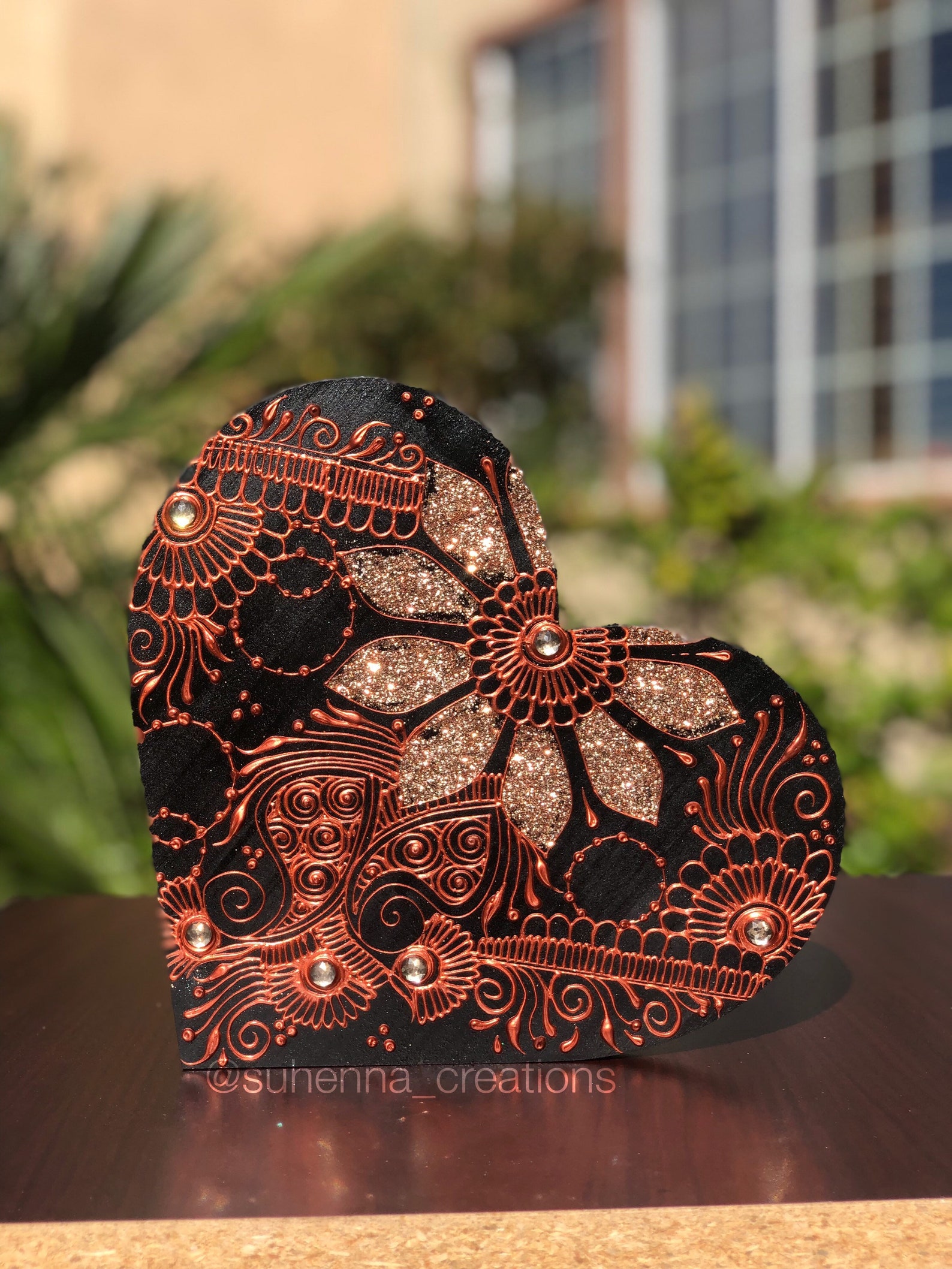 Wood Henna Heart // Hand Painted // Decor // Custom // Mendhi - Etsy