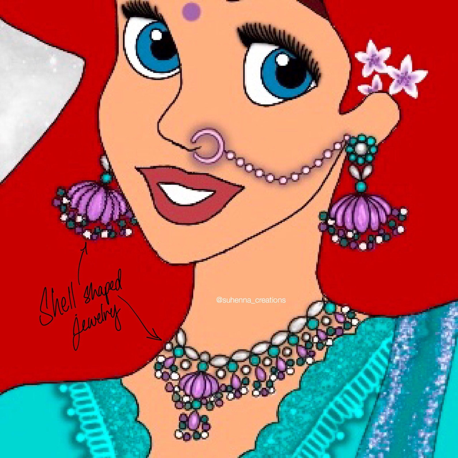 Ariel Maharani Print // Desi Art // Disney Princess // the - Etsy
