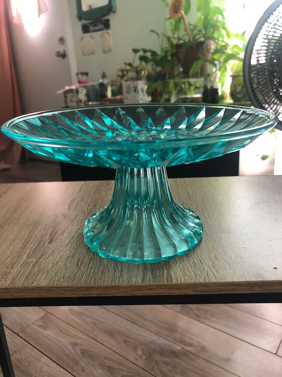Depression Glass Cake Stand - Etsy