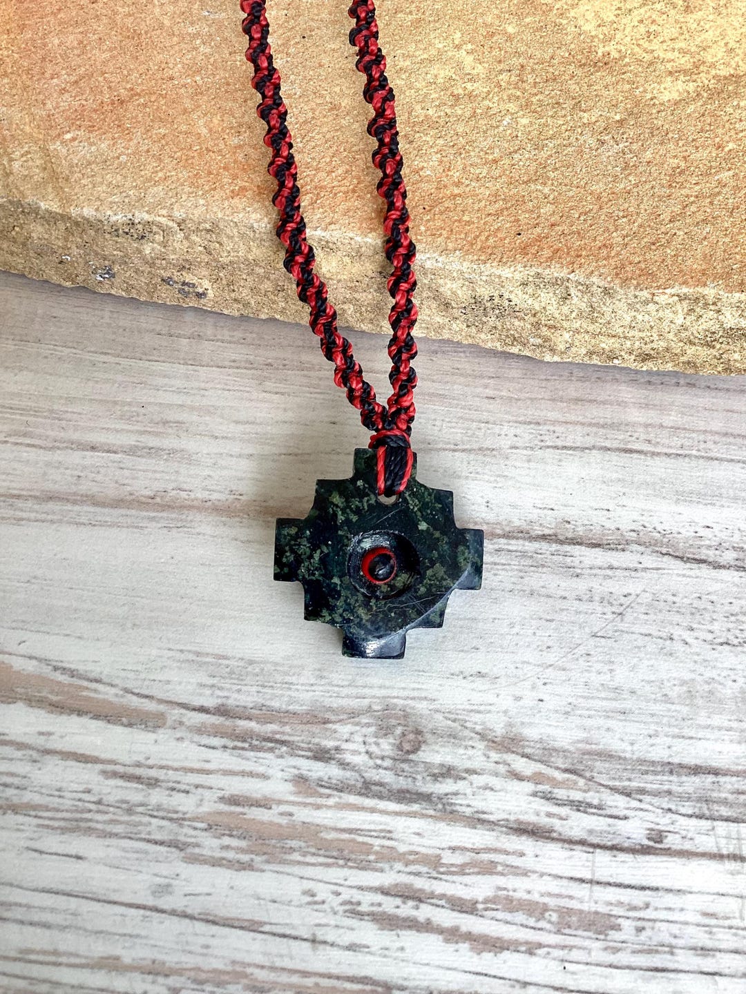 Inca Cross Pendant Necklace, Soap Stone Carved Pendant, Good Luck ...