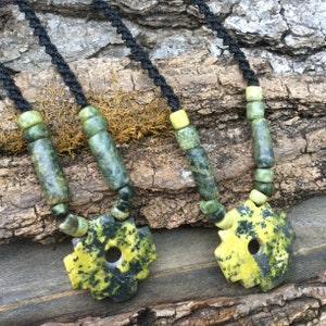 Inca Cross Pendant Necklace, Serpentine Stone Carved Pendant, Good Luck ...