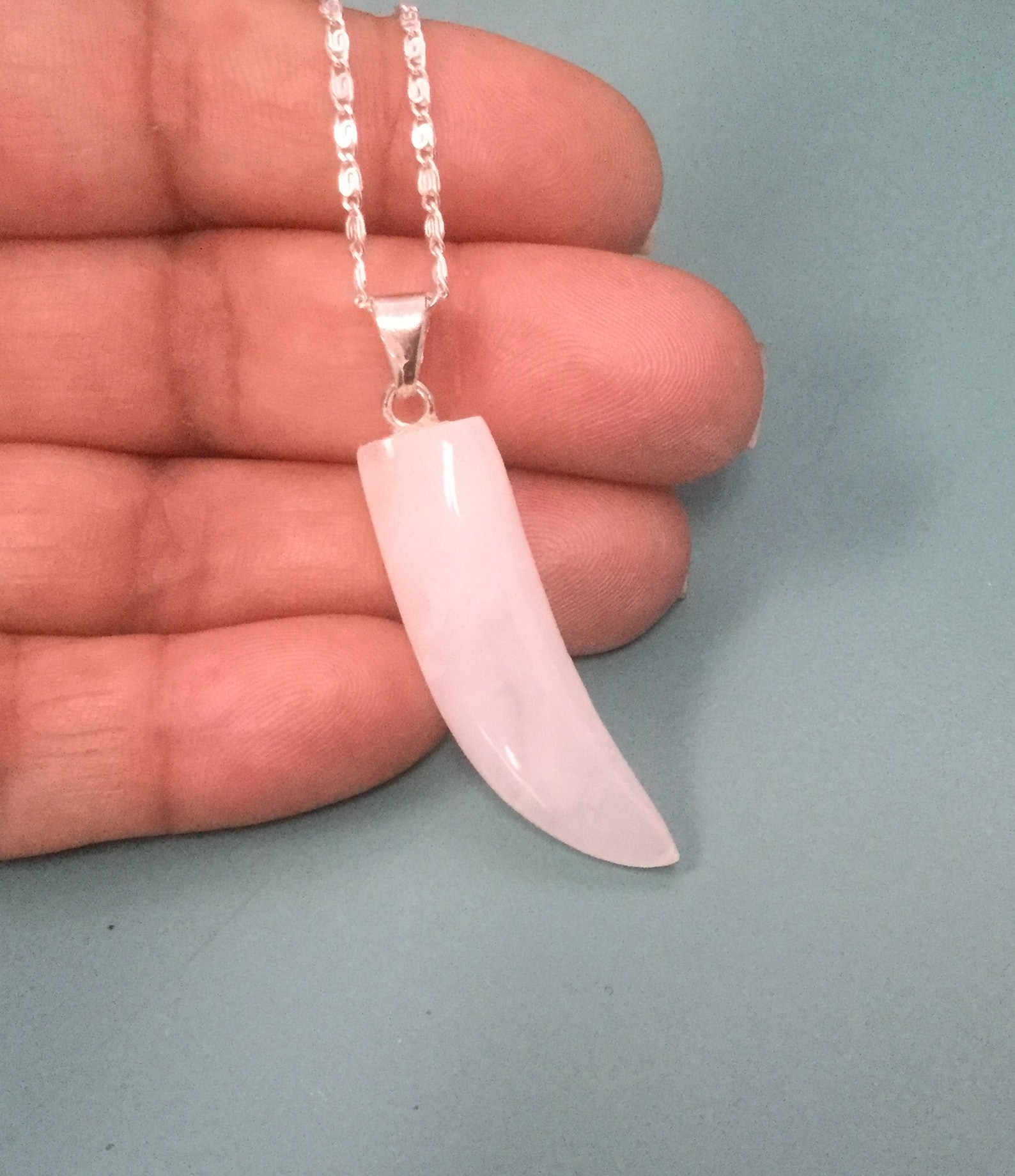 White Quartz Pendant, Natural Quartz Pendant, Natural Stone Pendant ...