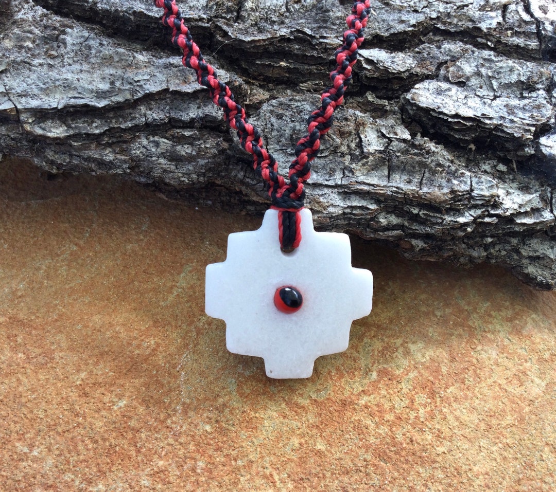 Inca Cross Pendant Necklace, Soap Stone Carved Pendant, Good Luck ...