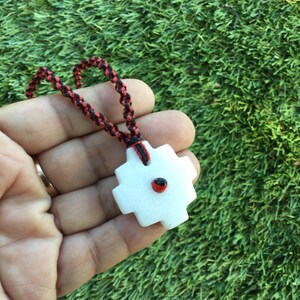 Inca Cross Pendant Necklace, Soap Stone Carved Pendant, Good Luck ...