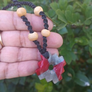 Inka Cross Necklace With Palo Santo Beads, Soap Stone Carved Pendant ...