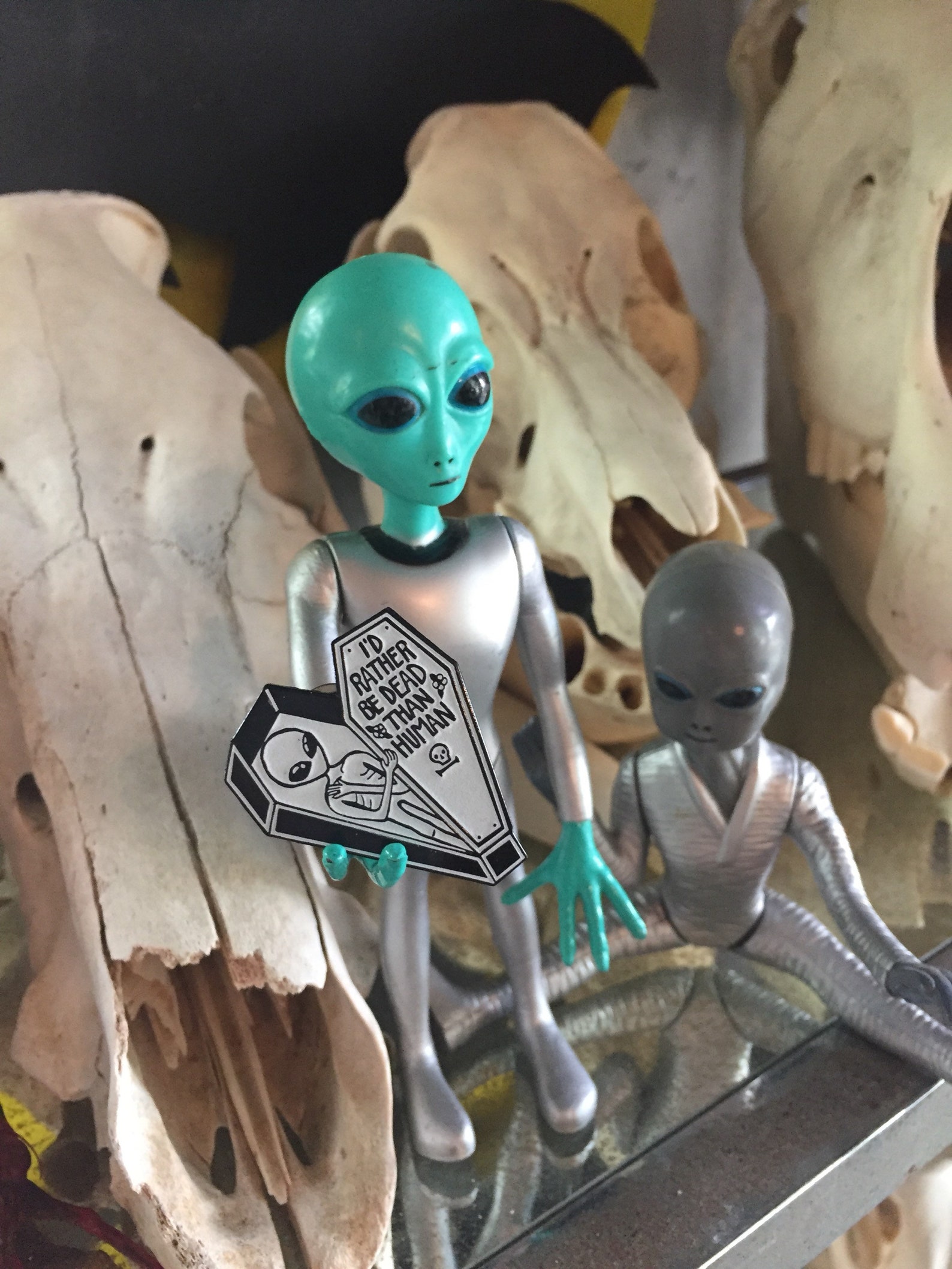 Alien in Coffin i'd Rather Be Dead Than Human | Etsy