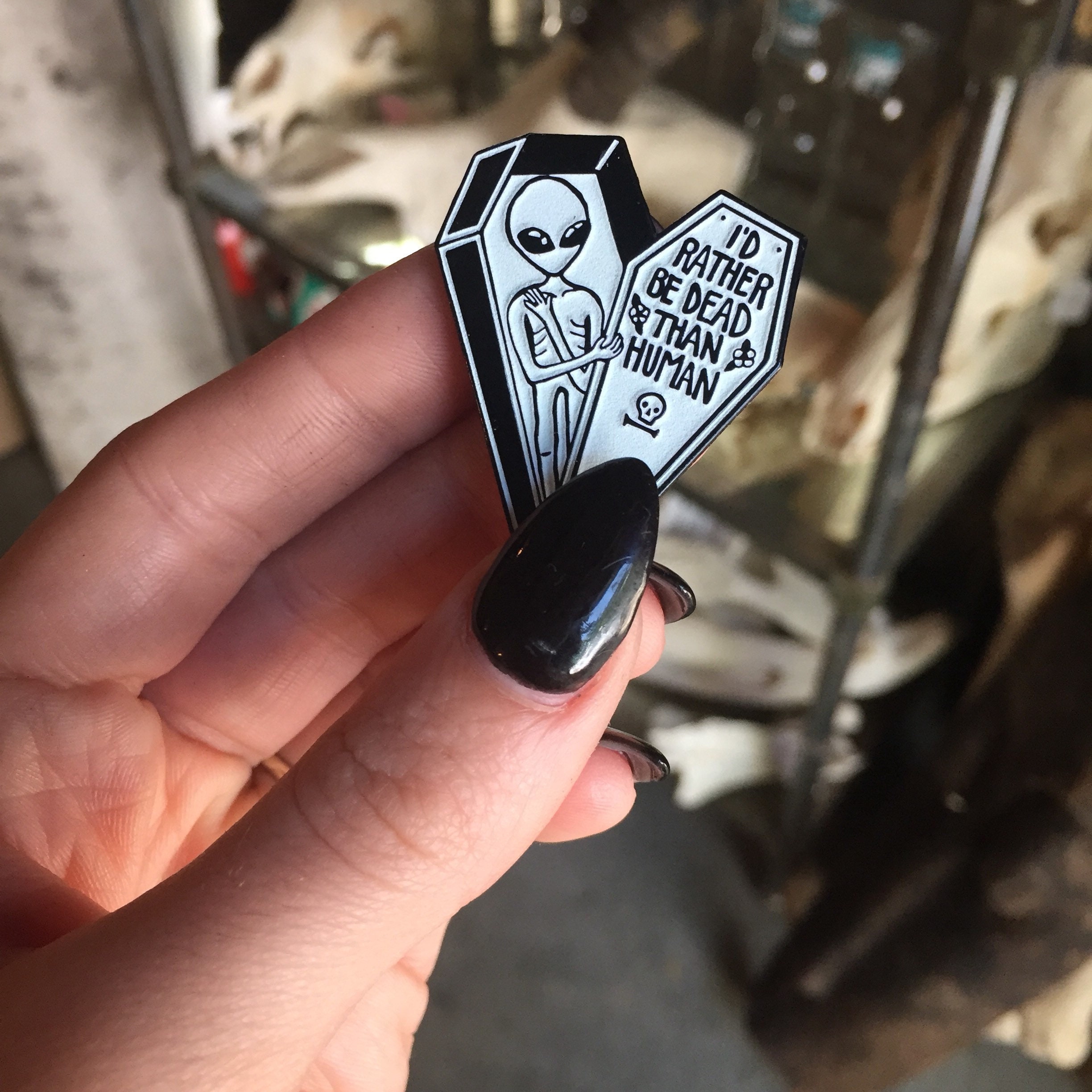 Alien in Coffin i'd Rather Be Dead Than Human - Etsy
