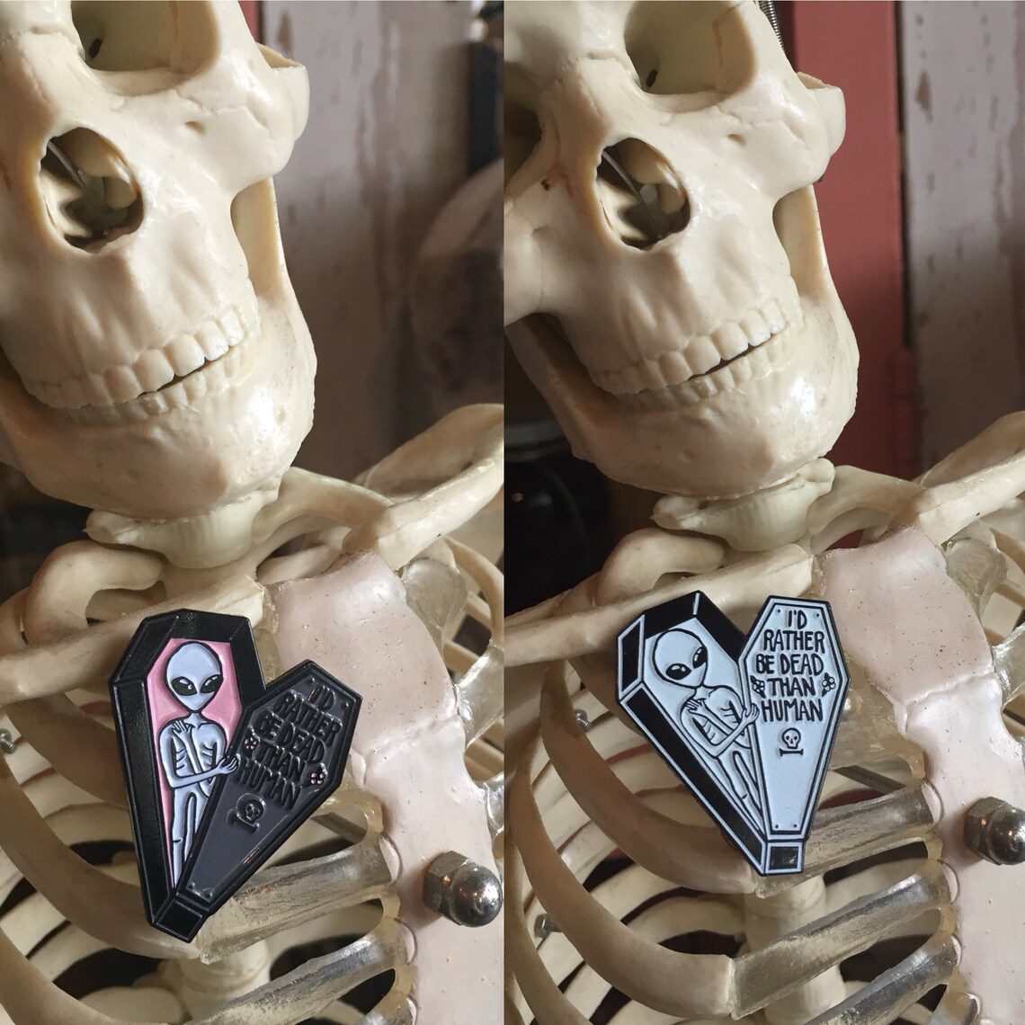 Alien in Coffin i'd Rather Be Dead Than Human | Etsy