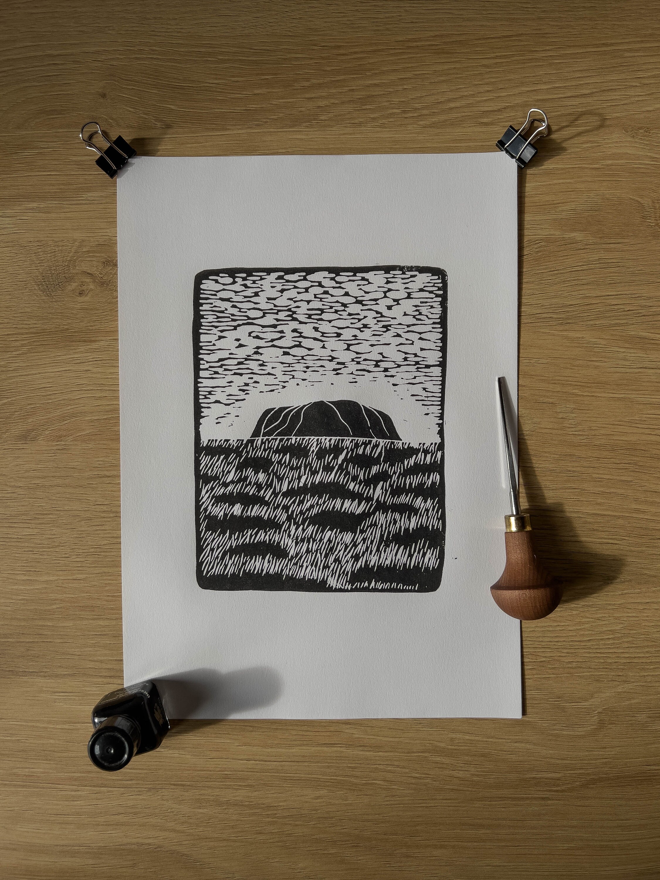 Uluru / Ayers Rock, Original Linocut, Limited Edition, Relief Print - Etsy