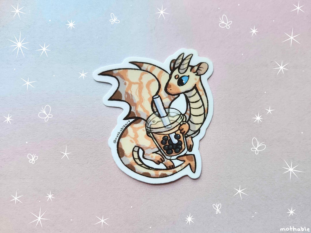 Thai Milk Tea Boba Pearls Drink Dragon Waterproof Weatherproof Sticker ...