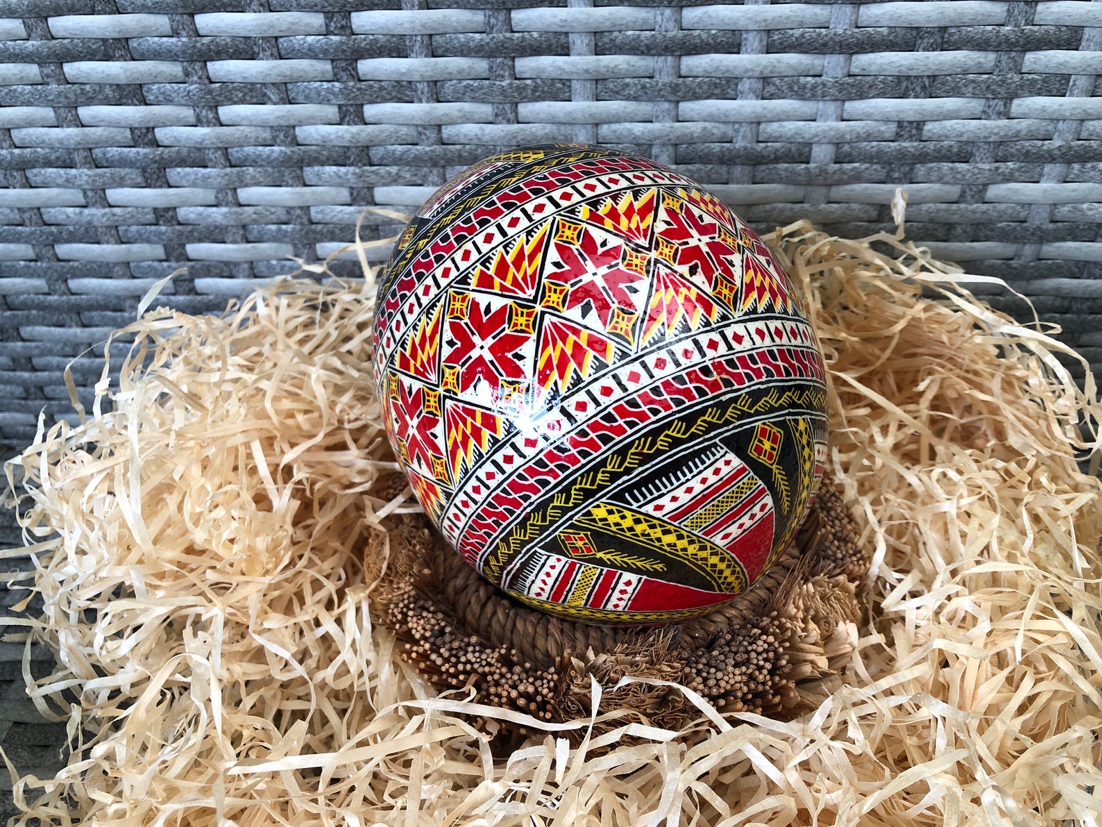 IN STOCK Genuine Decorated Ostrich Egg Gift/collectible/decoration ...