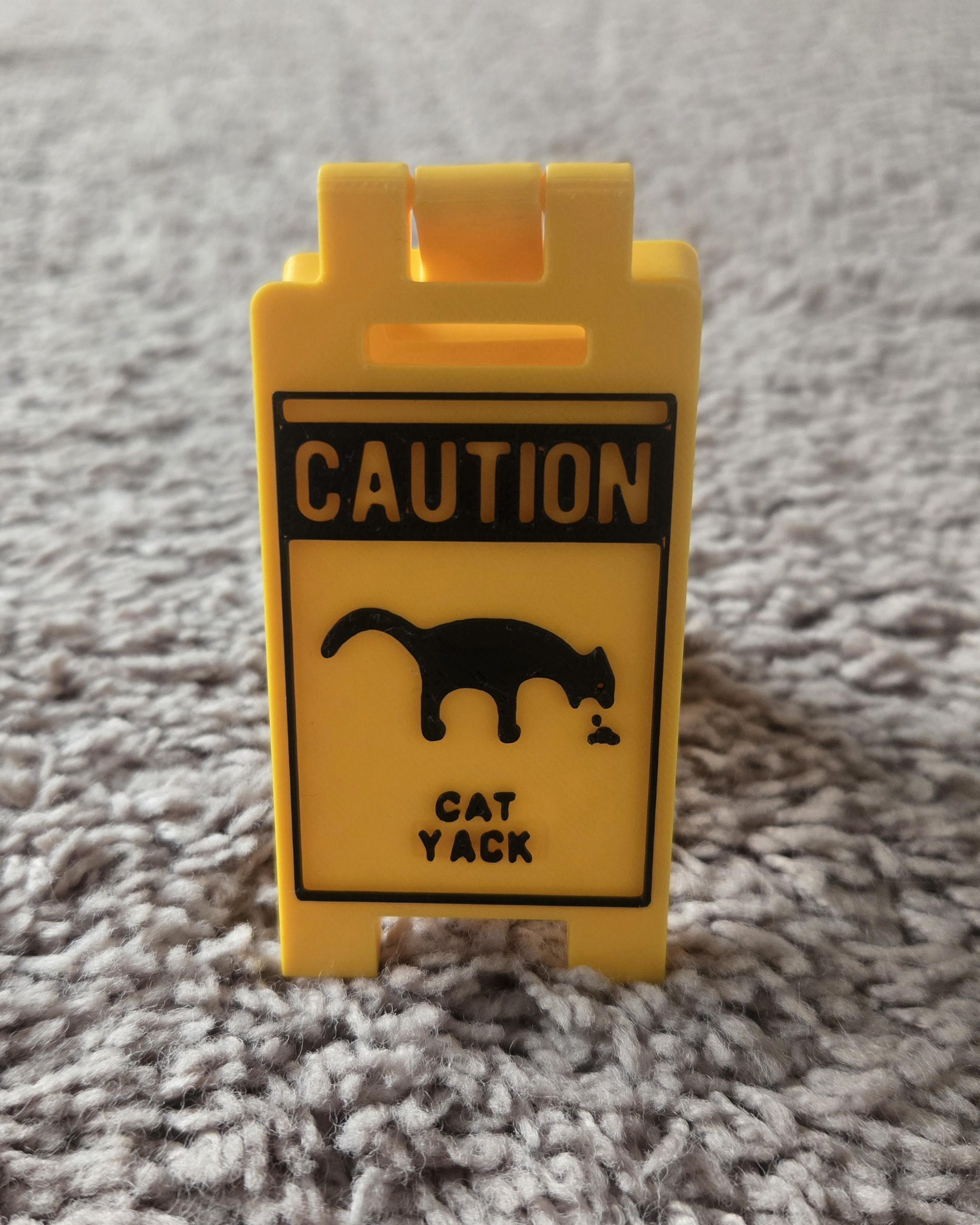 Funny "caution Cat Yack" Warning Sign – Hairball Alert, Set of 3 - Etsy