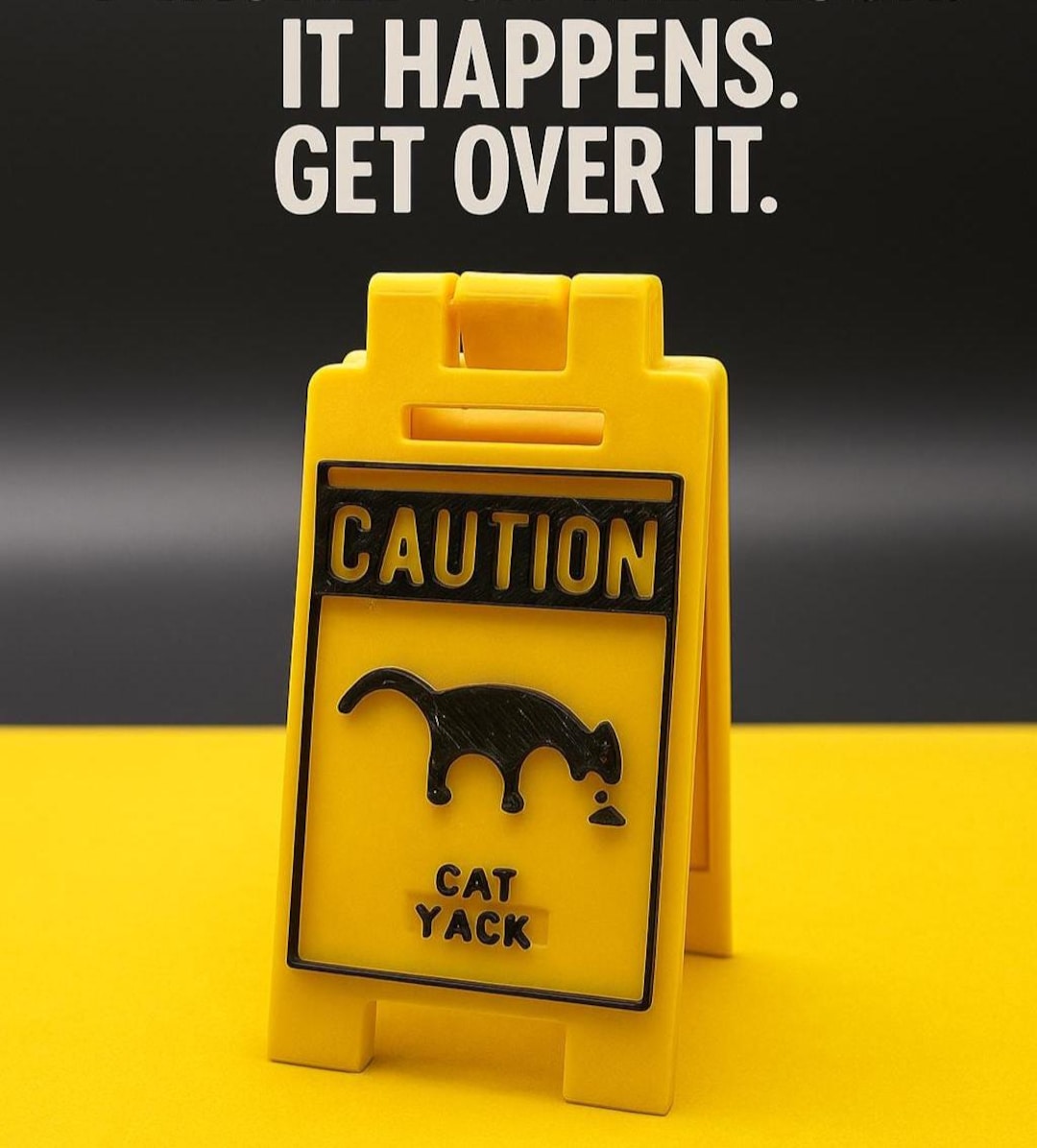 Funny "caution Cat Yack" Warning Sign – Hairball Alert, Set of 3 - Etsy