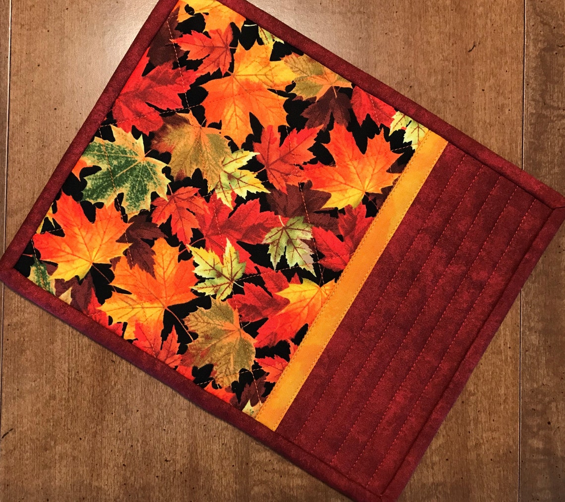 Quilted Fall Mug Rug Autumn Leaves Item 539 - Etsy