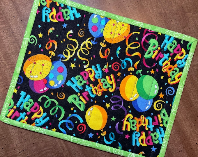 Quilted Mug Rug Happy Birthday Gift Item 658 | Etsy