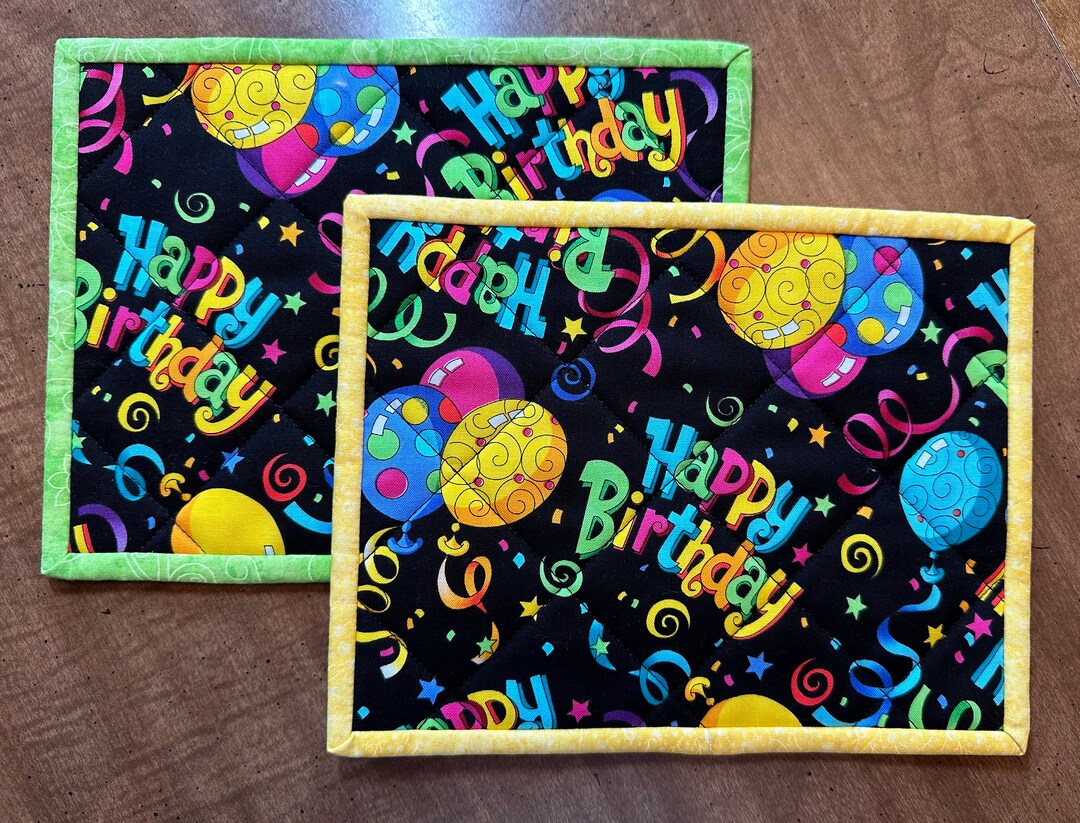 Quilted Mug Rug, Happy Birthday Gift, Item 658 - Etsy