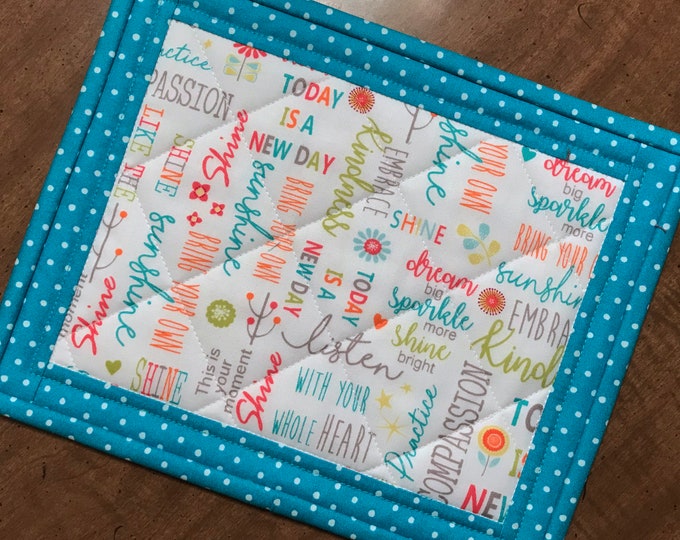 Quilted Mug Rug, Inspirational Sayings, Item 684 - Etsy