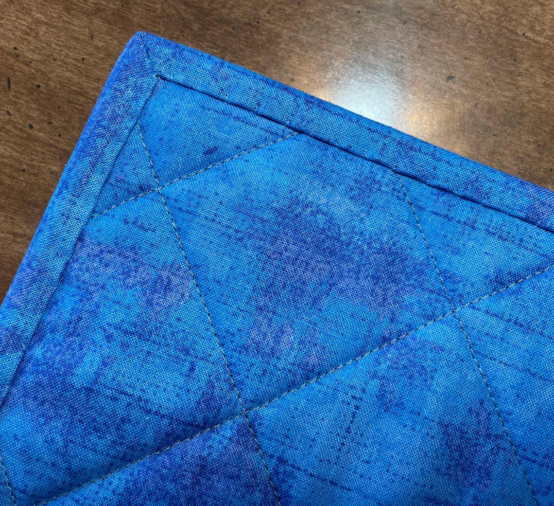 Quilted Religious Mug Rug Blue and White Christian Words - Etsy