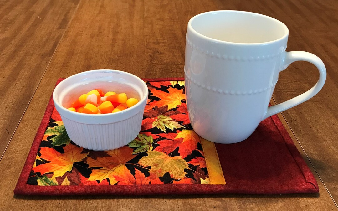 Quilted Fall Mug Rug, Autumn Leaves, Item 539 - Etsy