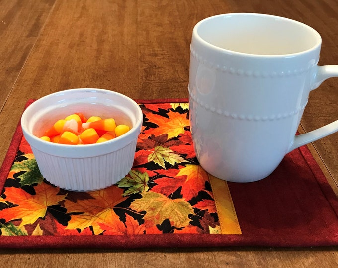 Quilted Fall Mug Rug Autumn Leaves Item 539 - Etsy
