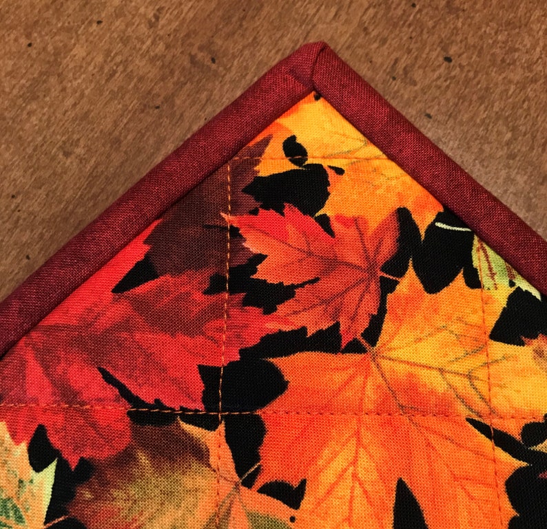 Quilted fall mug rug autumn leaves item 539 | Etsy
