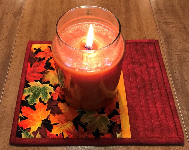 Quilted Fall Mug Rug Autumn Leaves Item 539 - Etsy