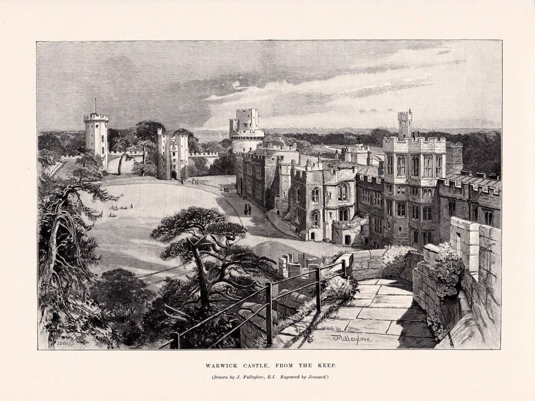 Castle Art, Unique Art, warwick Castle From the Keep, Vintage Magazine ...