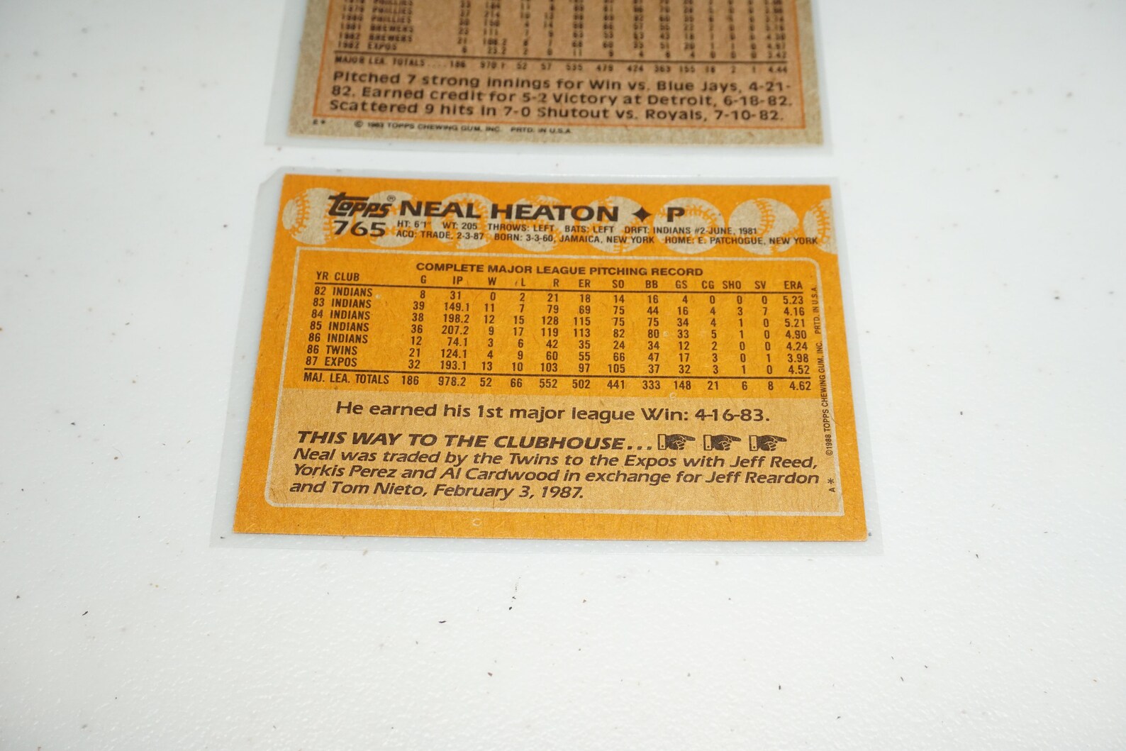 Expos 1980's Randy Lerch Neal Heaton Baseball | Etsy