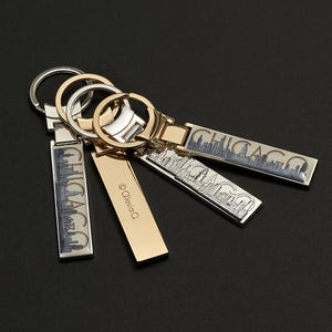 CHICAGO Skyline Art Keychain KEY RING Luxury Unisex Gift Business ...