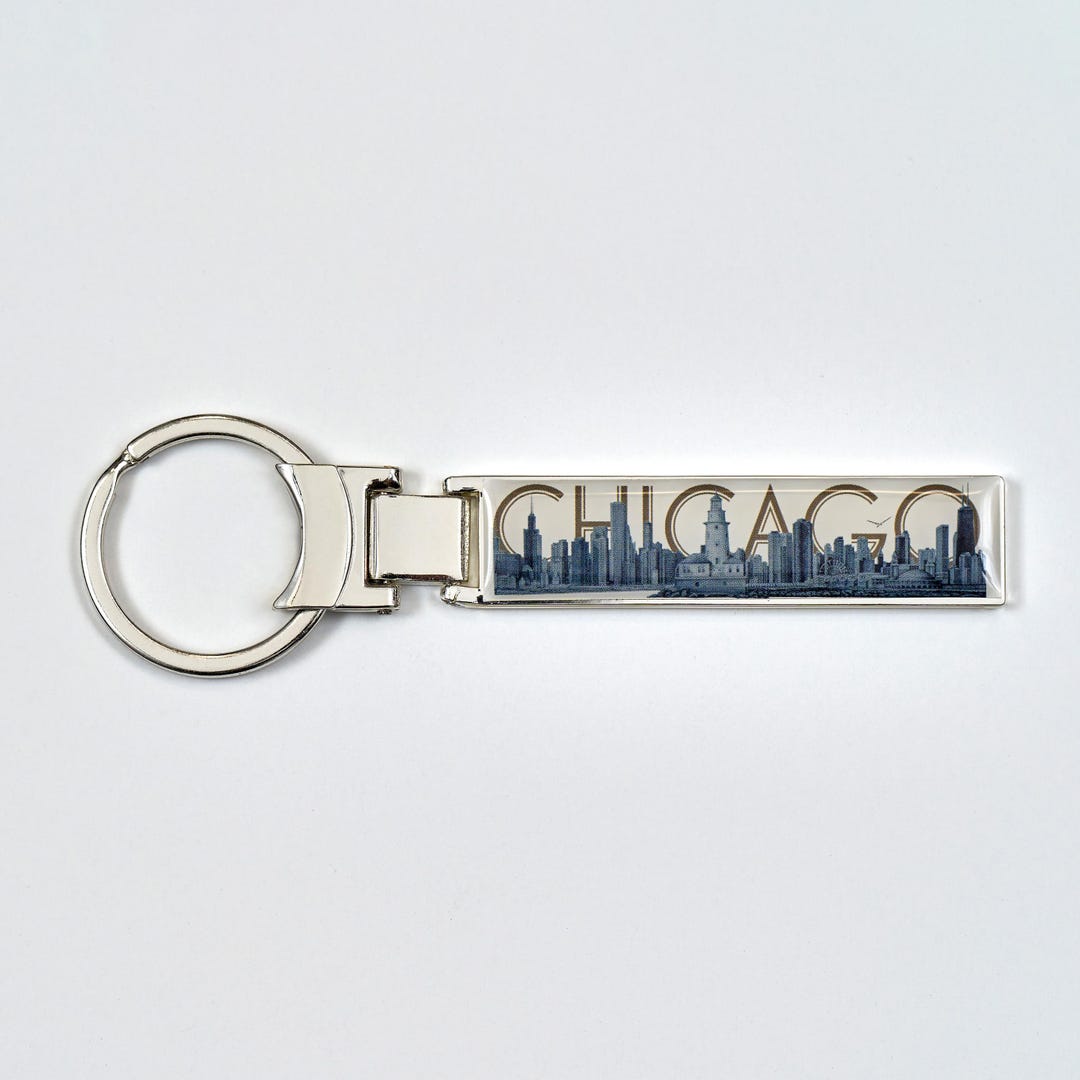 CHICAGO Skyline Art Keychain KEY RING Luxury Unisex Gift Business ...