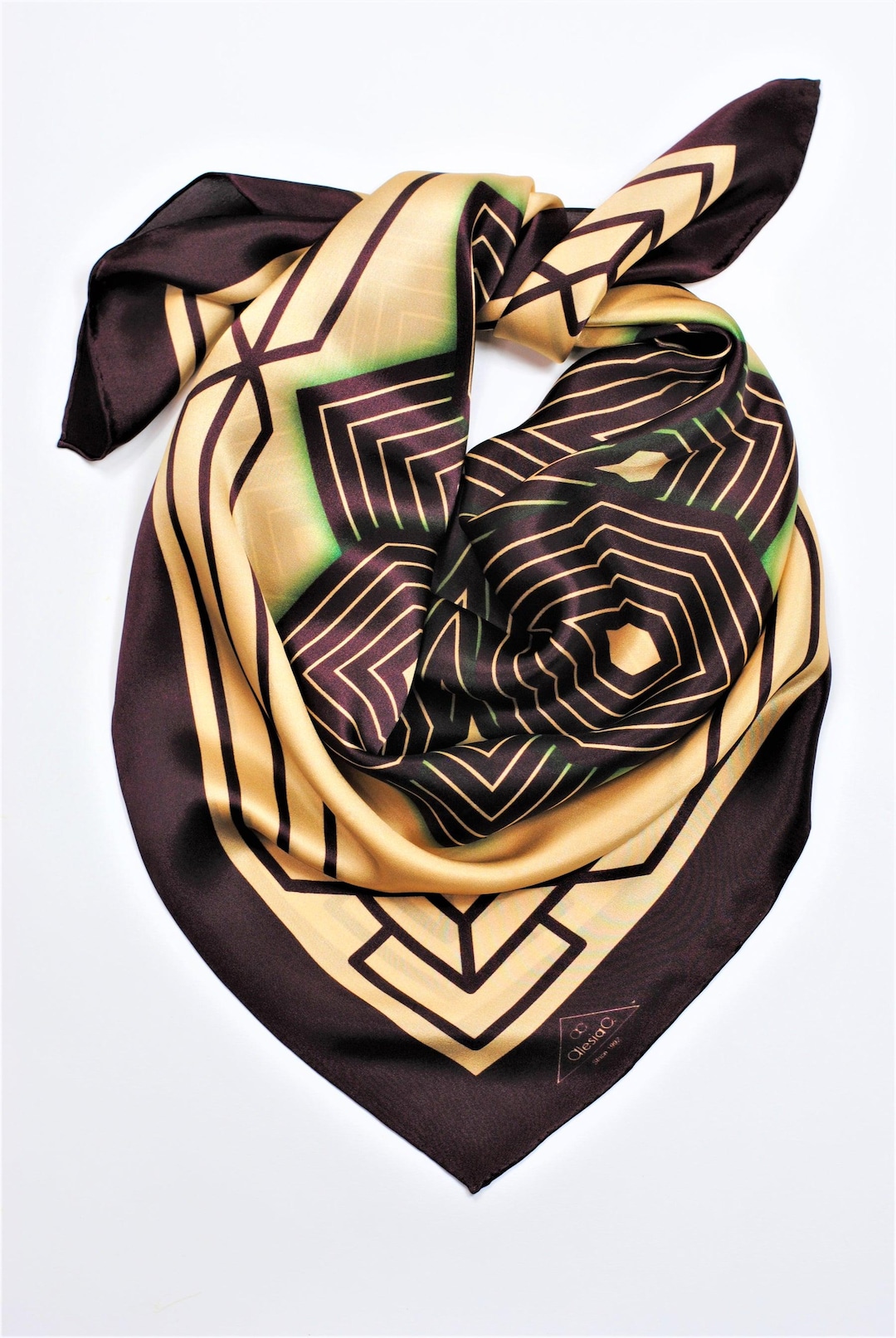 Sumatra Mandala Silk Scarf: Beige & Black Designer Fashion - Etsy