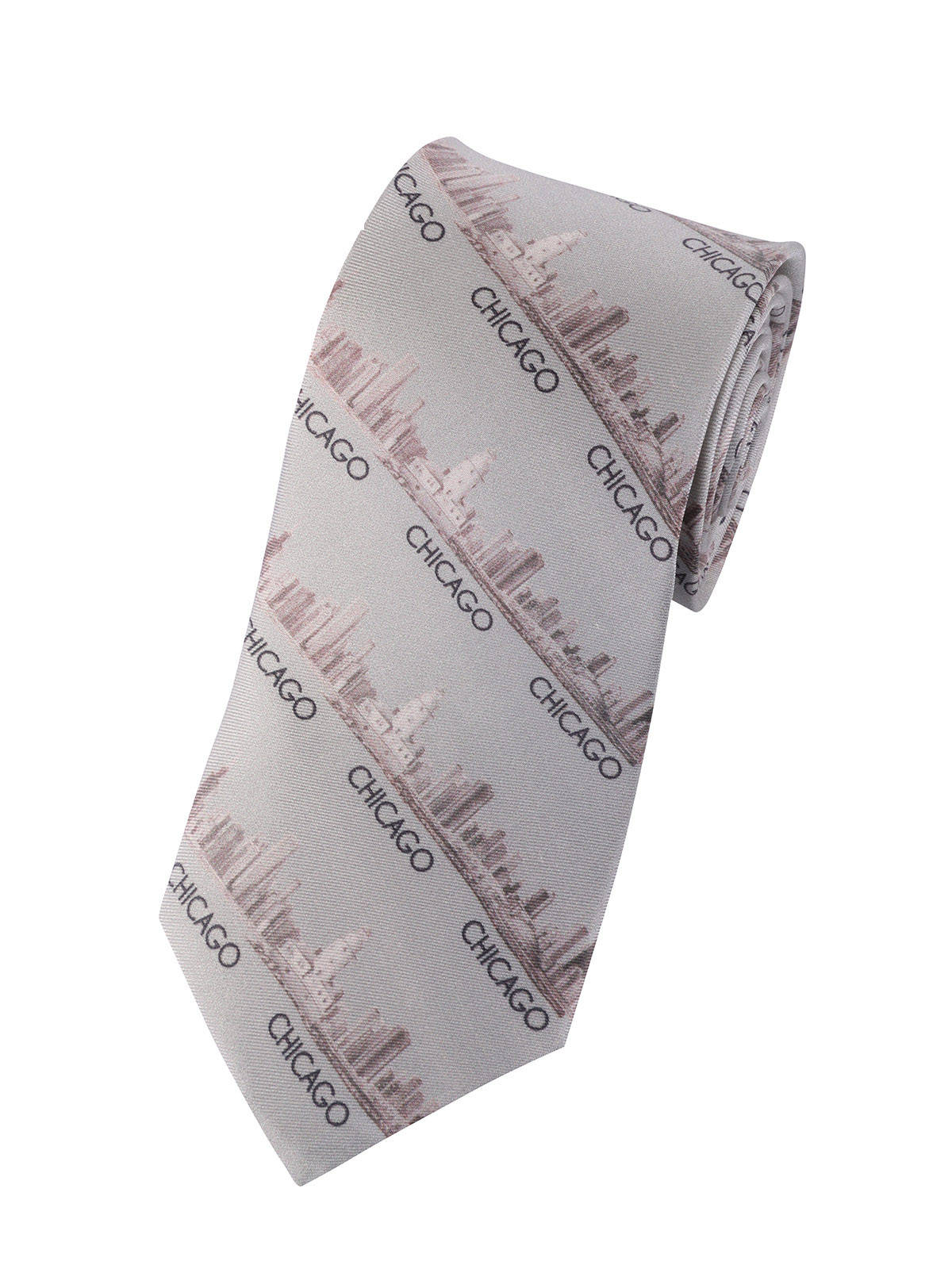 CHICAGO Skyline Necktie,men Gift,designer Pure Silk Gray Tie,business ...