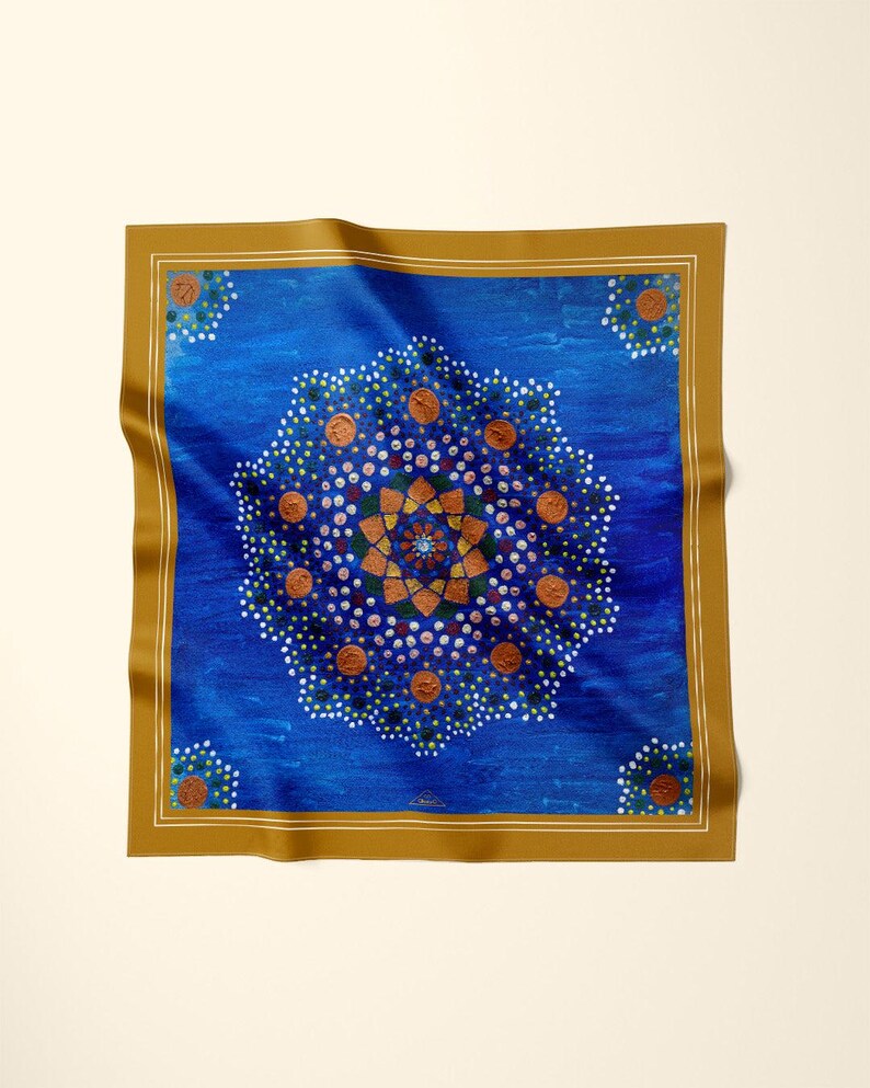 Royal Blue Silk Scarf: Universe Mandala Art-a-porte Fashion Accessory ...