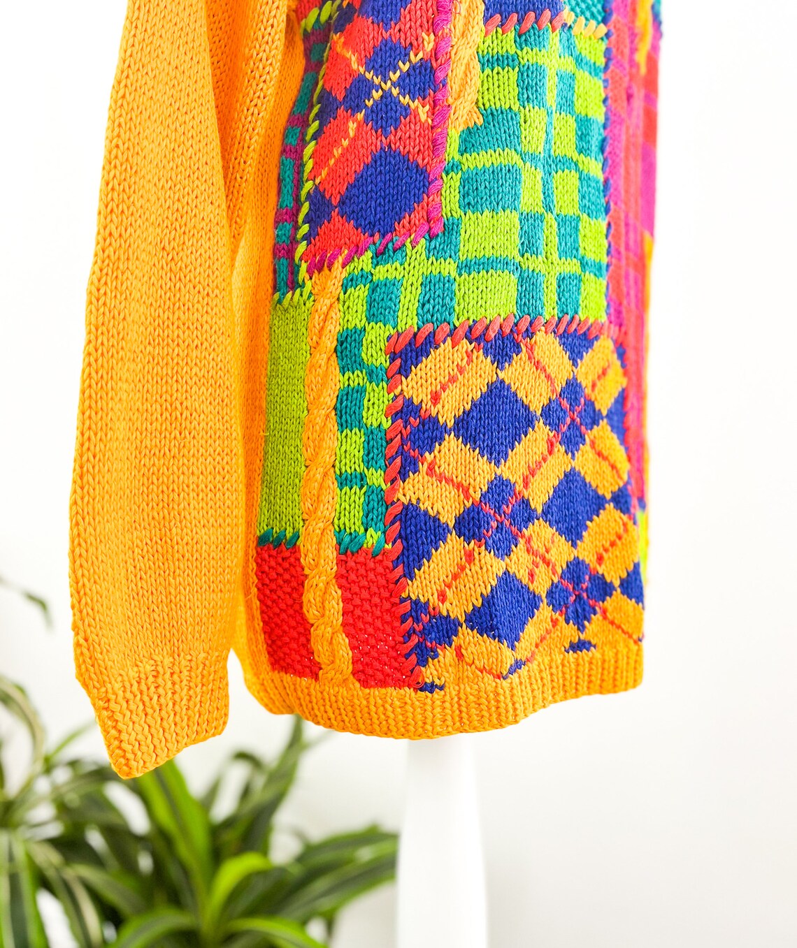 Vintage 1980s Sweater, Vintage Orange Sweater, 80s Patterned Sweater ...