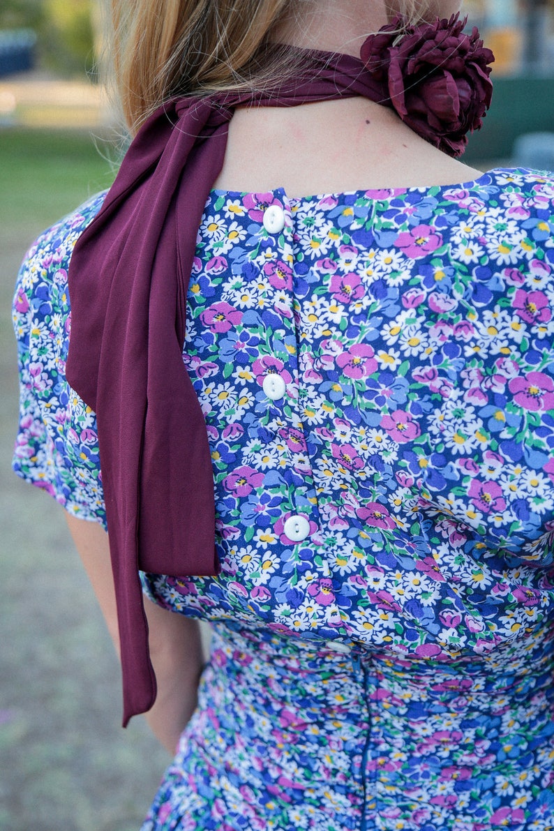Vintage Jane Singer Floral Dress: 80s Rayon Peplum Wiggle Dress - Etsy