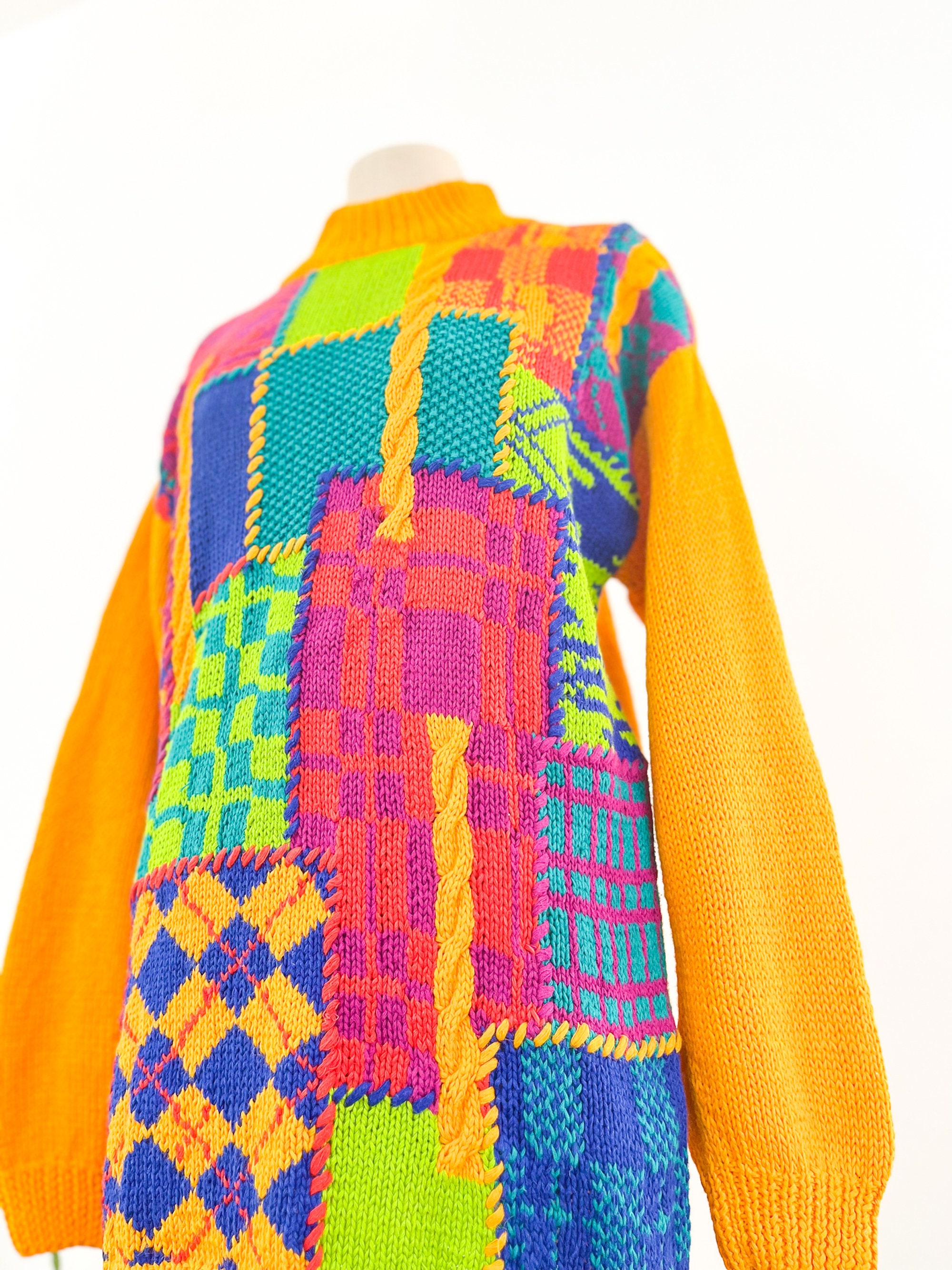 Vintage 1980s Sweater, Vintage Orange Sweater, 80s Patterned Sweater ...