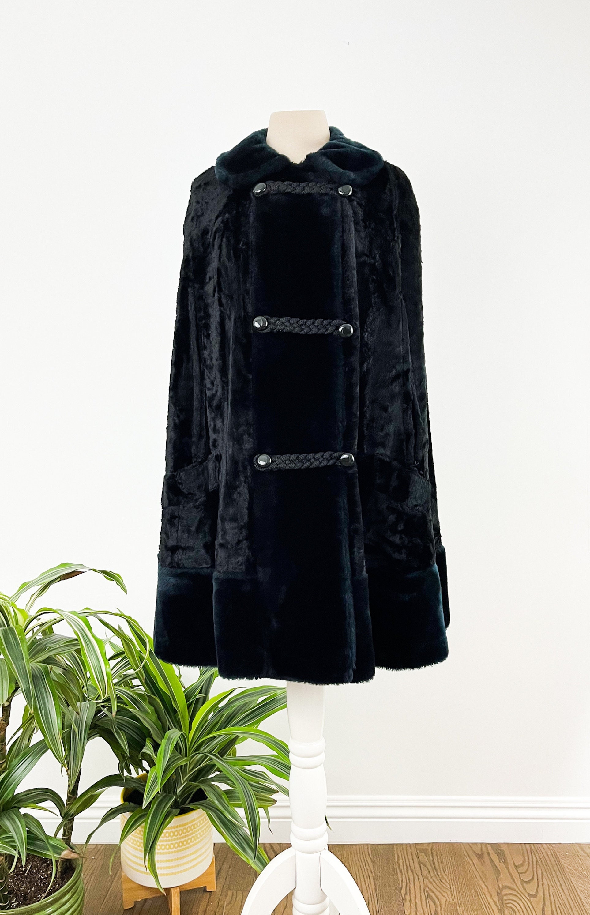 Vintage Black Cape, Cape Coat, Vintage Cape, Black Cape, 50's Collared ...