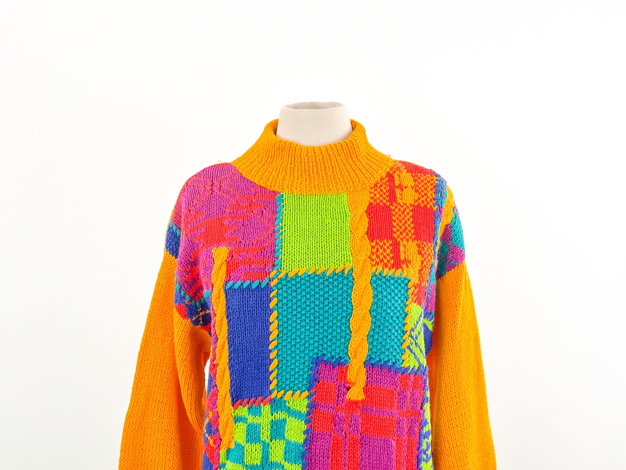 Vintage 1980s Sweater, Vintage Orange Sweater, 80s Patterned Sweater ...