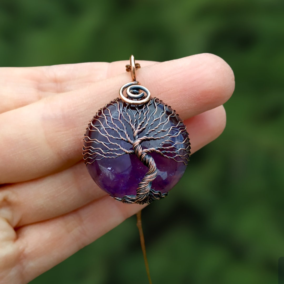 Amethyst Witchy Necklace Tree of Life Pendant, Forest Talisman, Wicca ...