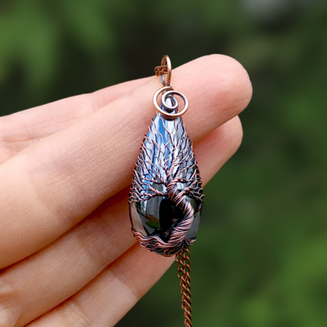 Mystical Hematite Tree of Life Pendant: Celtic Necklace, Healing Amulet ...