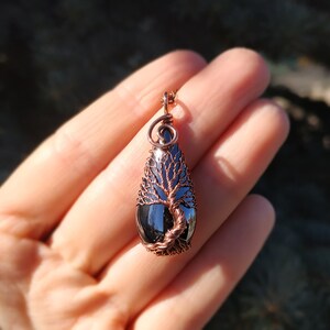 Hematite Tree of Life Pendant Wire Wrapped Necklace, Norse Pendant ...