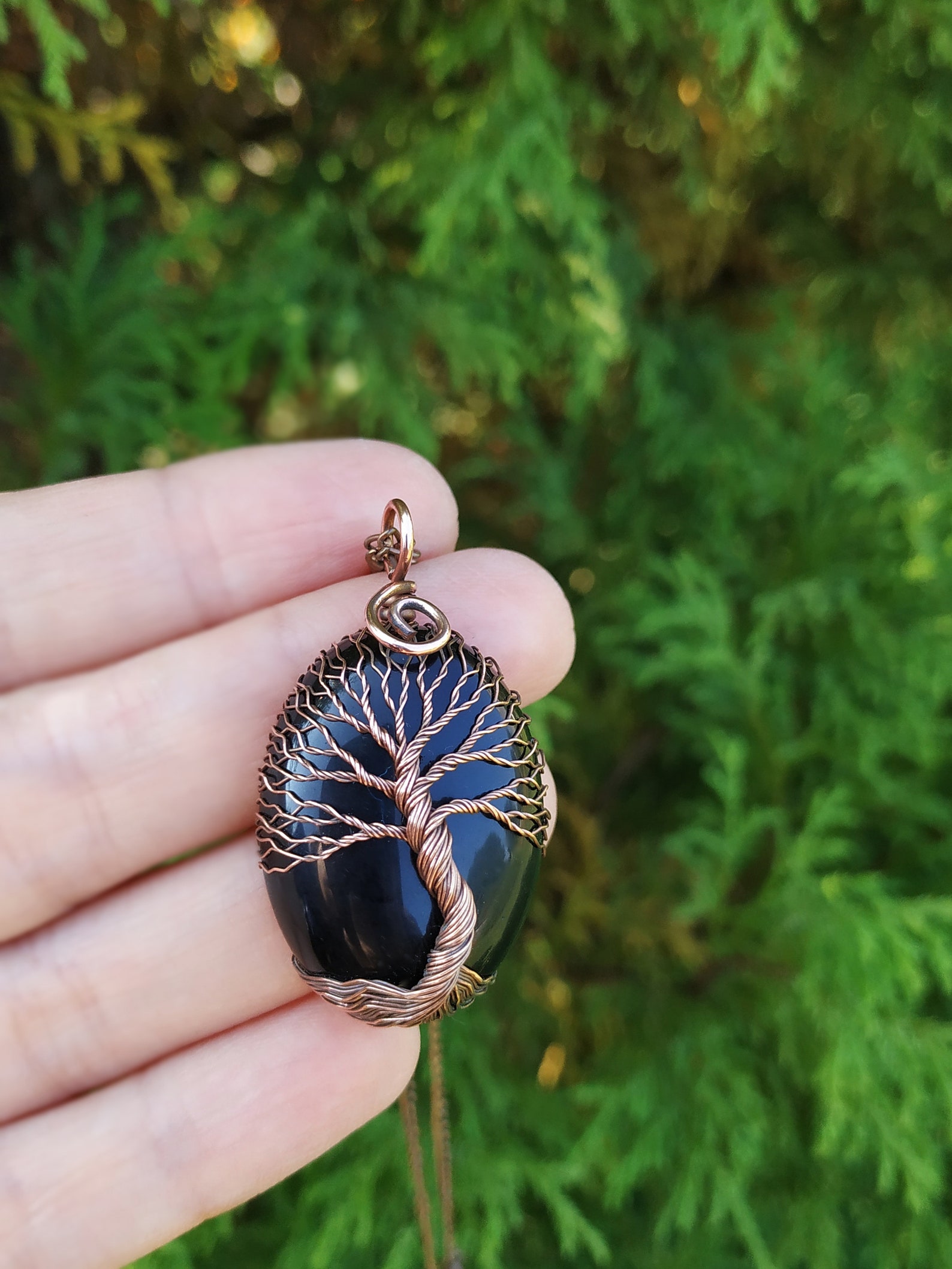 Black Onyx Tree of Life Pendant Wicca Stone Jewelry Pagan - Etsy