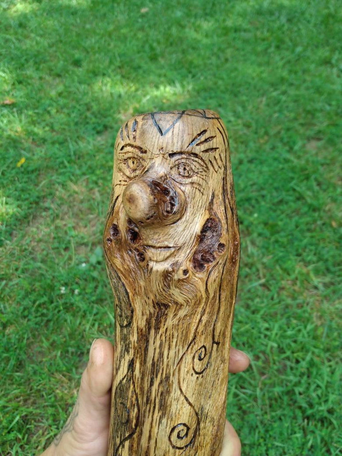 Celtic Dagda Hand Carved Wylde Oak Cudgel | Etsy