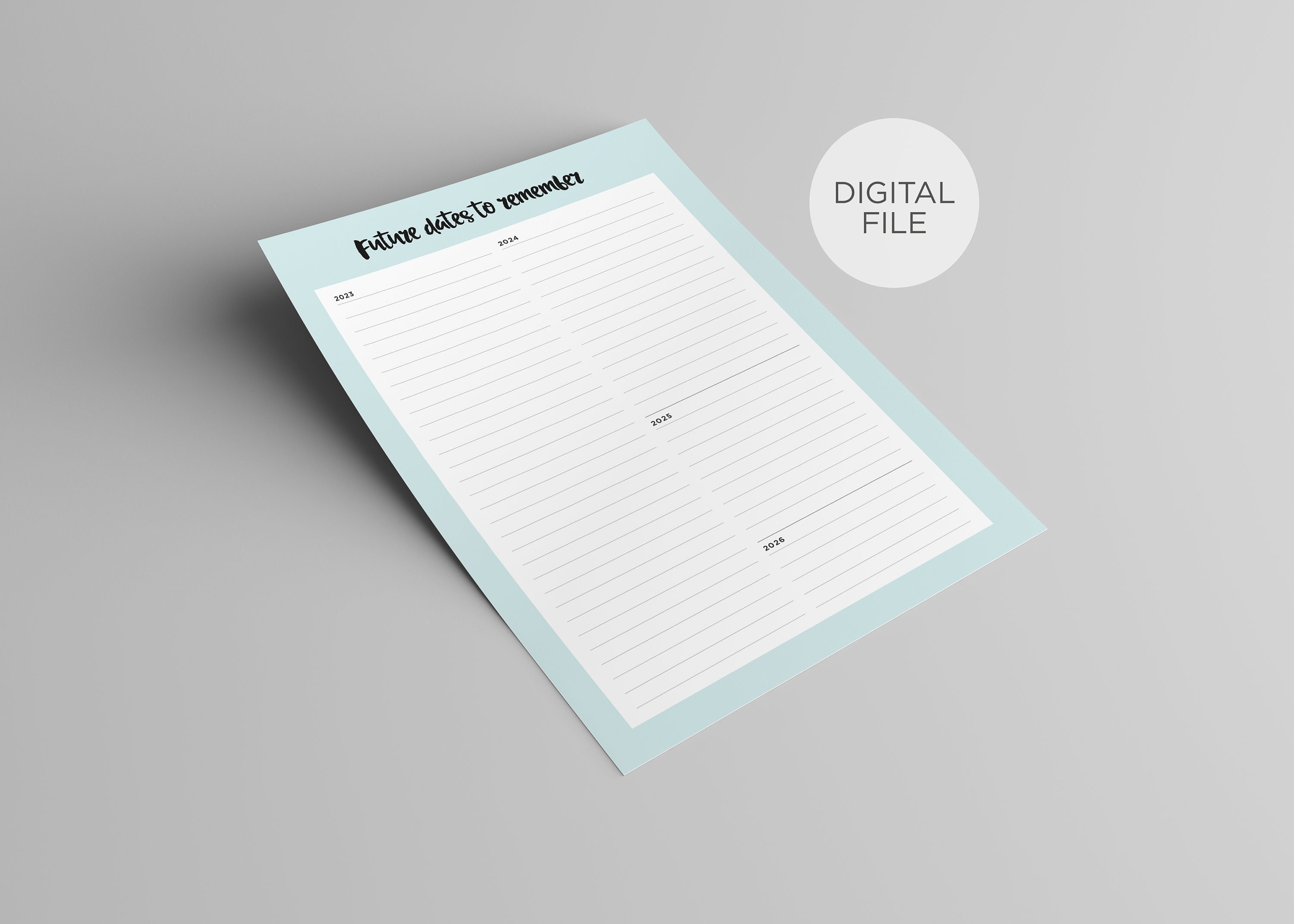 Digital Future Log Page Printable Page Printable Diary - Etsy