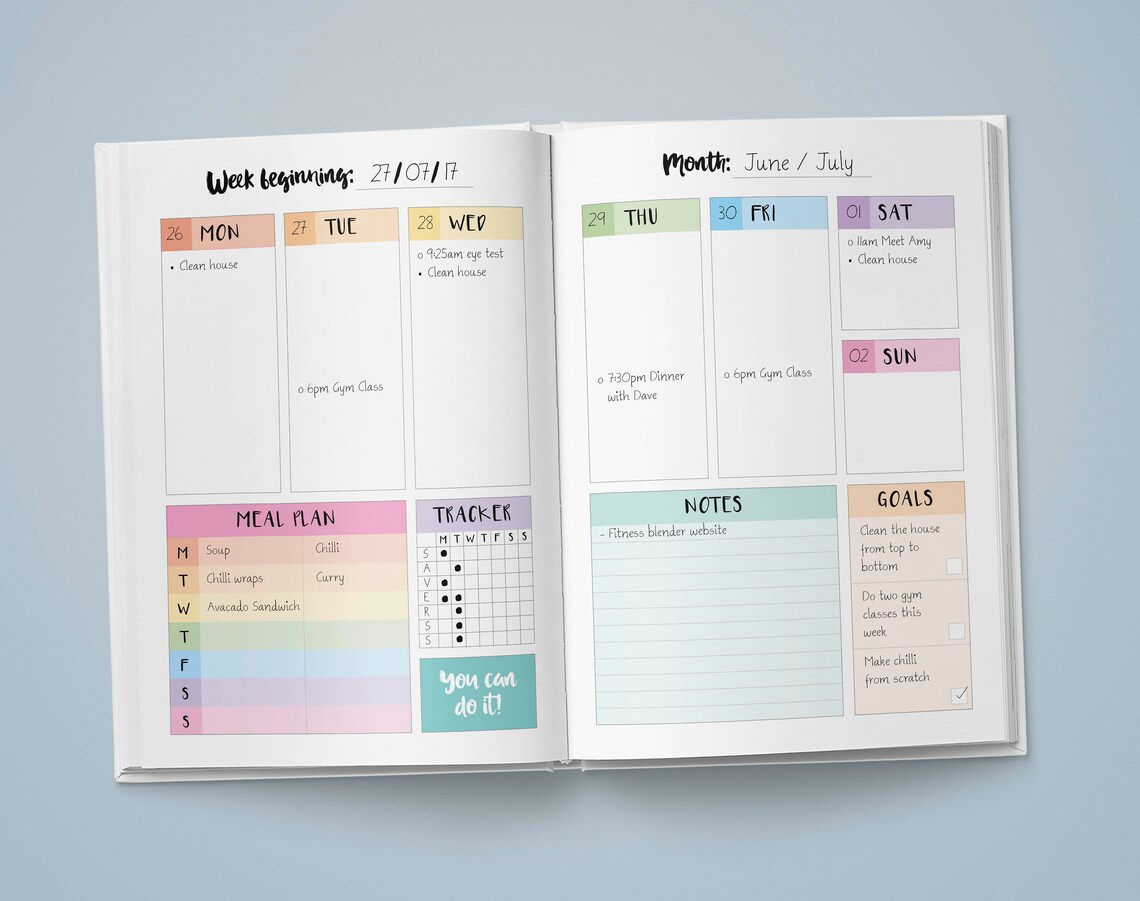 Digital Journal Weekly Spread, Printable Weekly Spread, Printable Diary ...