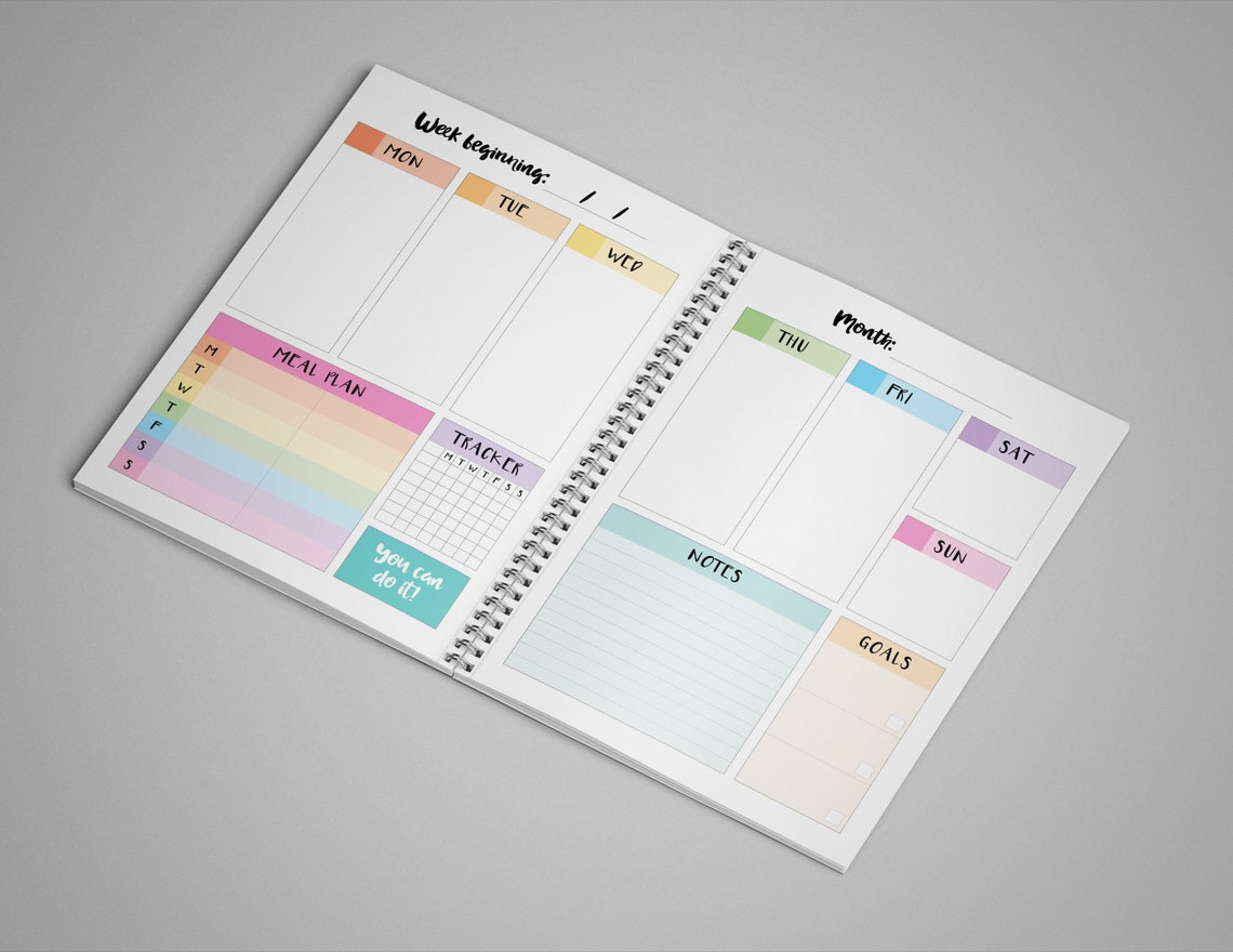 Digital Journal Weekly Spread, Printable Weekly Spread, Printable Diary ...