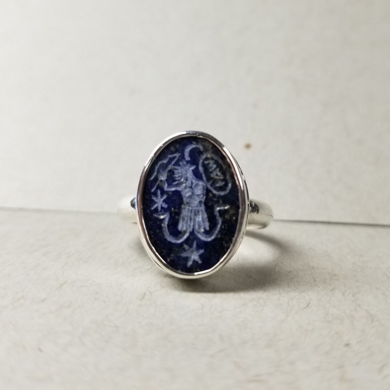 Simple Abrasax Ring 18mm Signet Intaglio Engraved Gem Made - Etsy