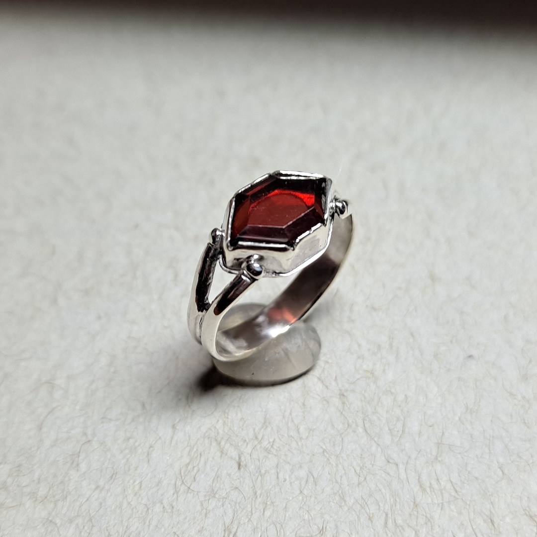 Simple Garnet Ring for Brief Inscription Made to Order - Etsy